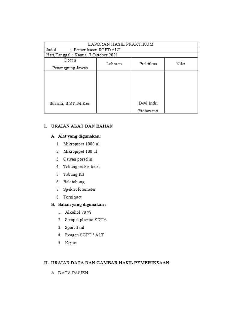 Pemeriksaan SGPT Depbull | PDF