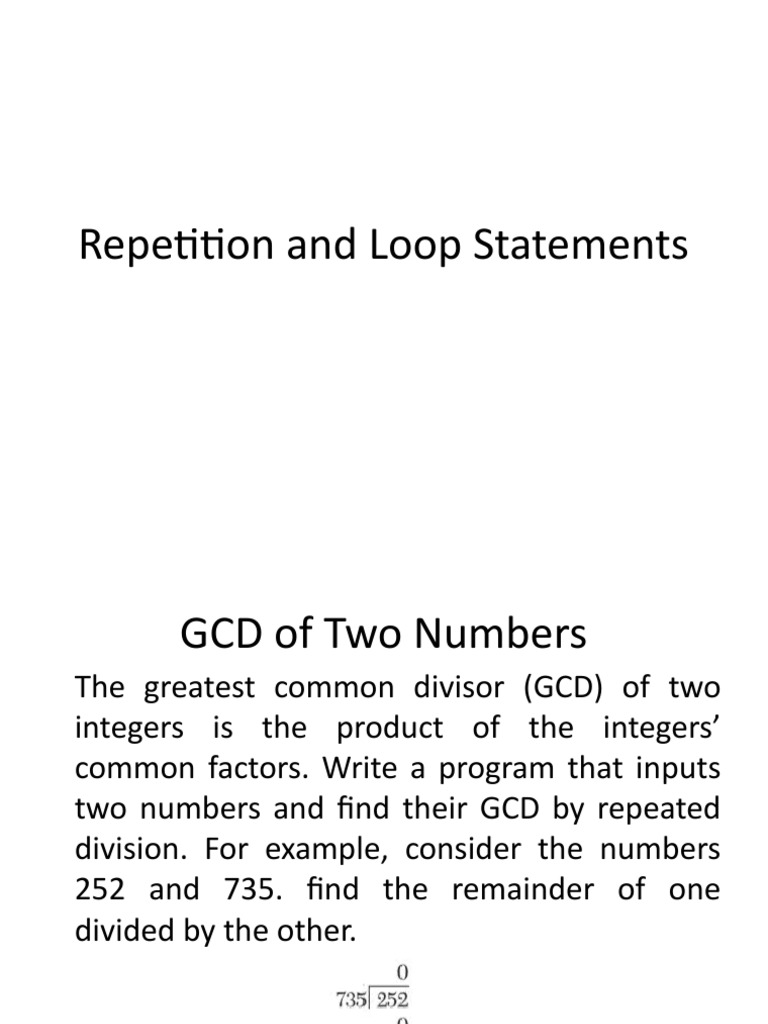 Repetition and Loop Statements | PDF | Number Theory | Arithmetic