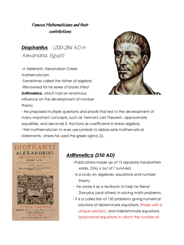 Diophantus & Heron of Alexandria | PDF | Equations | Numbers