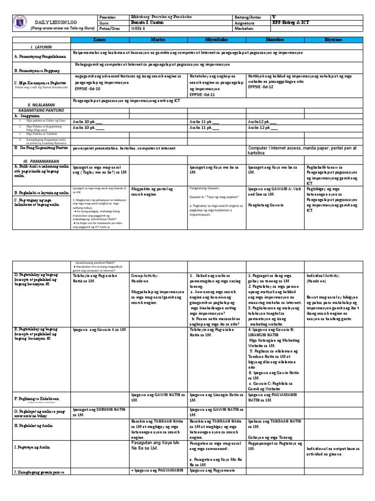 ICT DLL 5-Week 4 | PDF