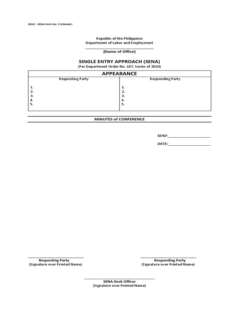 SENA Form No - 3 | PDF