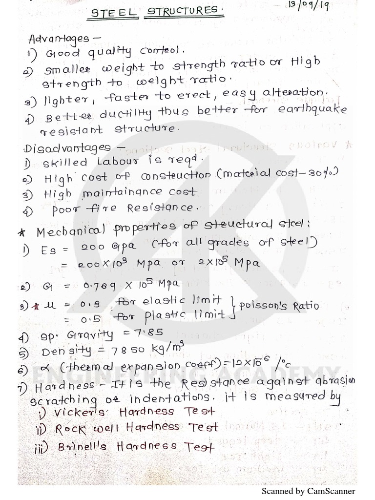 Steel Structures Handwritten Notes | PDF