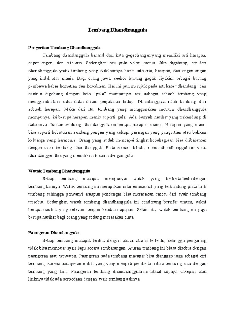 Tembang Dhandhanggula | PDF