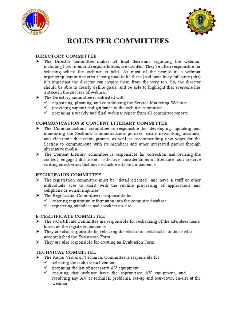 Roles Per Committees: Directory Committee | PDF | Web Conferencing ...