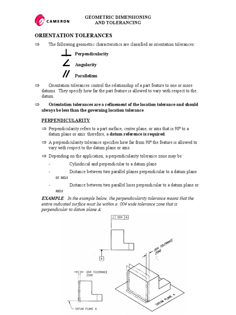 Orientation Tolerances: Geometric Dimensioning and Tolerancing ...