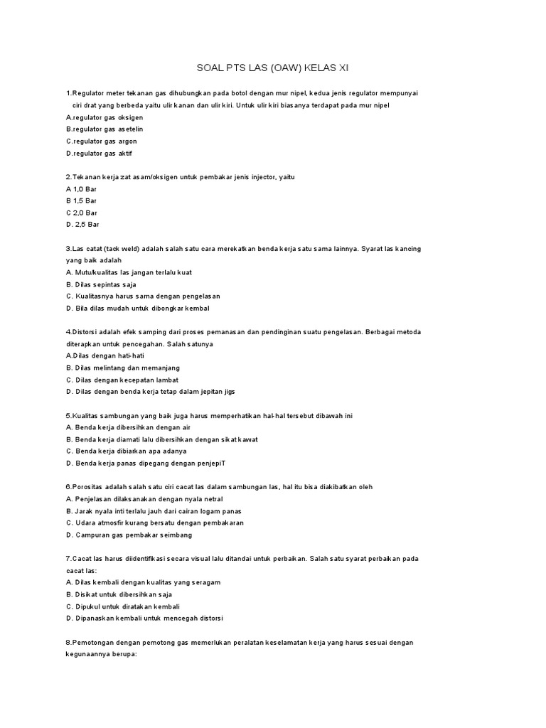 Soal PTS Las OAW Kelas XI | PDF