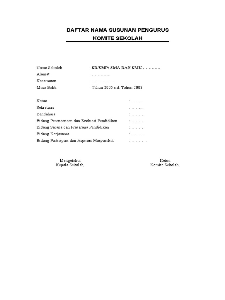 Contoh AD ART Komite Sekolah Untuk SD, SMP, SMA Dan SMK | PDF