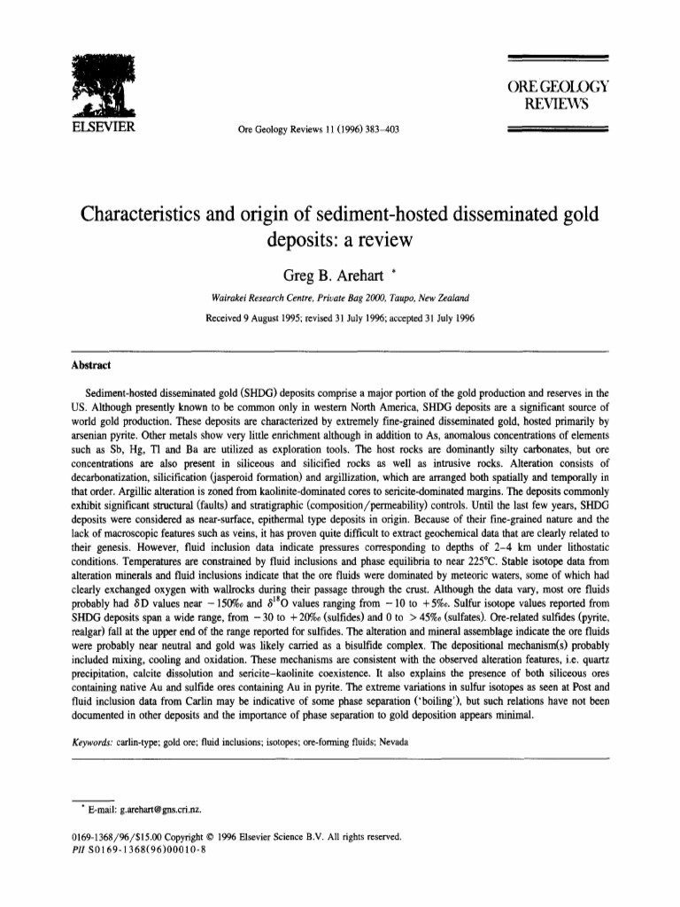 Ii,,il: Characteristics and Origin of Sediment-Hosted Disseminated Gold ...