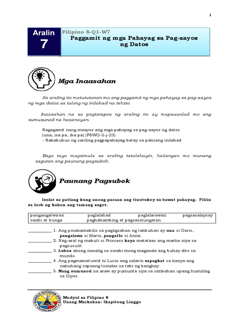 Filipino 8 Q1 Week 7 | PDF