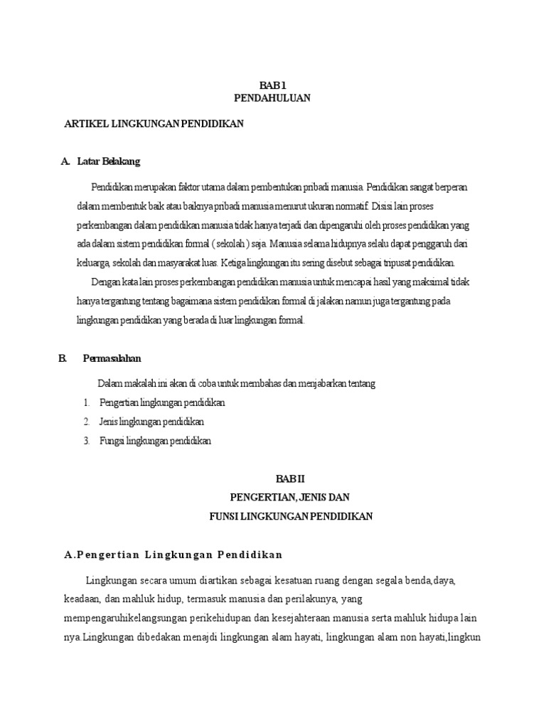 Makalah Lingkungan Pendidikan | PDF | Karier & Perkembangan | Sains & Matematika