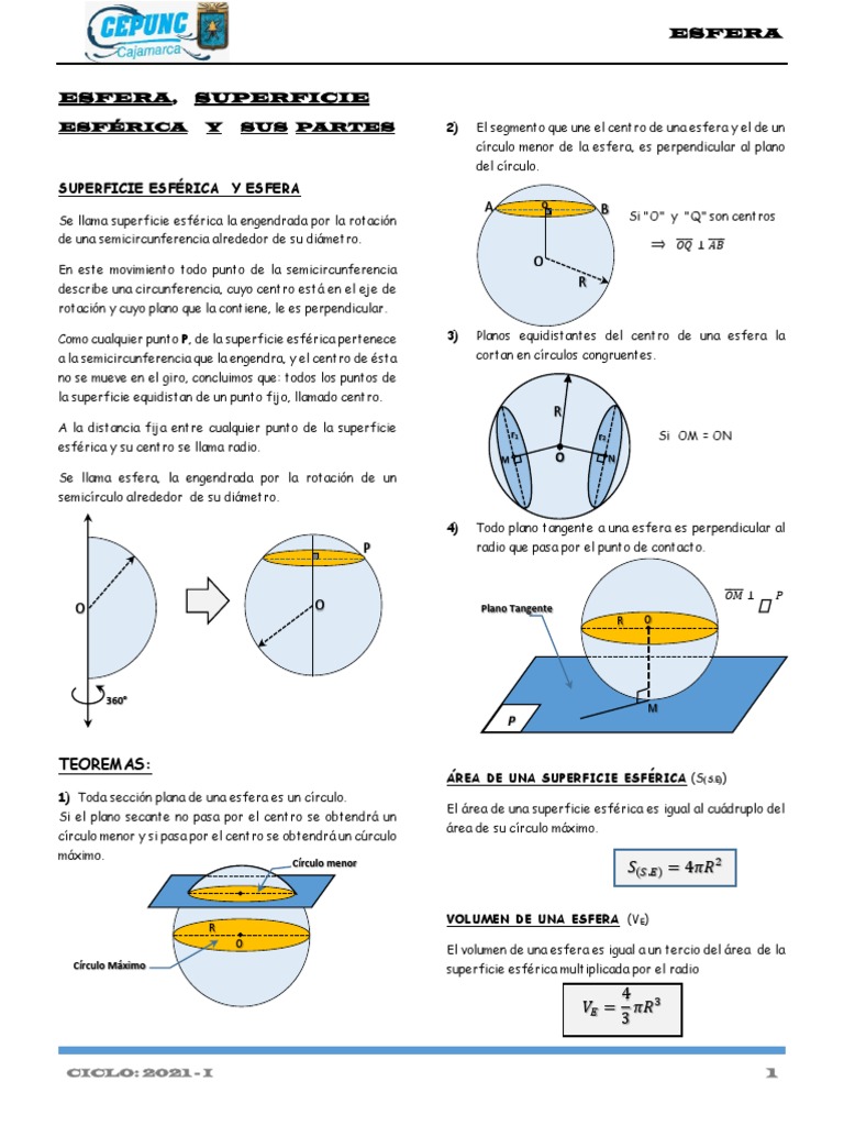 Partes y propiedades de la esfera | PDF | Esfera | Espacio