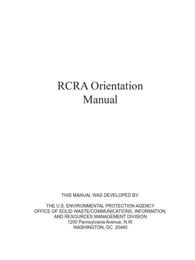RCRA Orientation Manual | PDF | Resource Conservation And Recovery Act ...