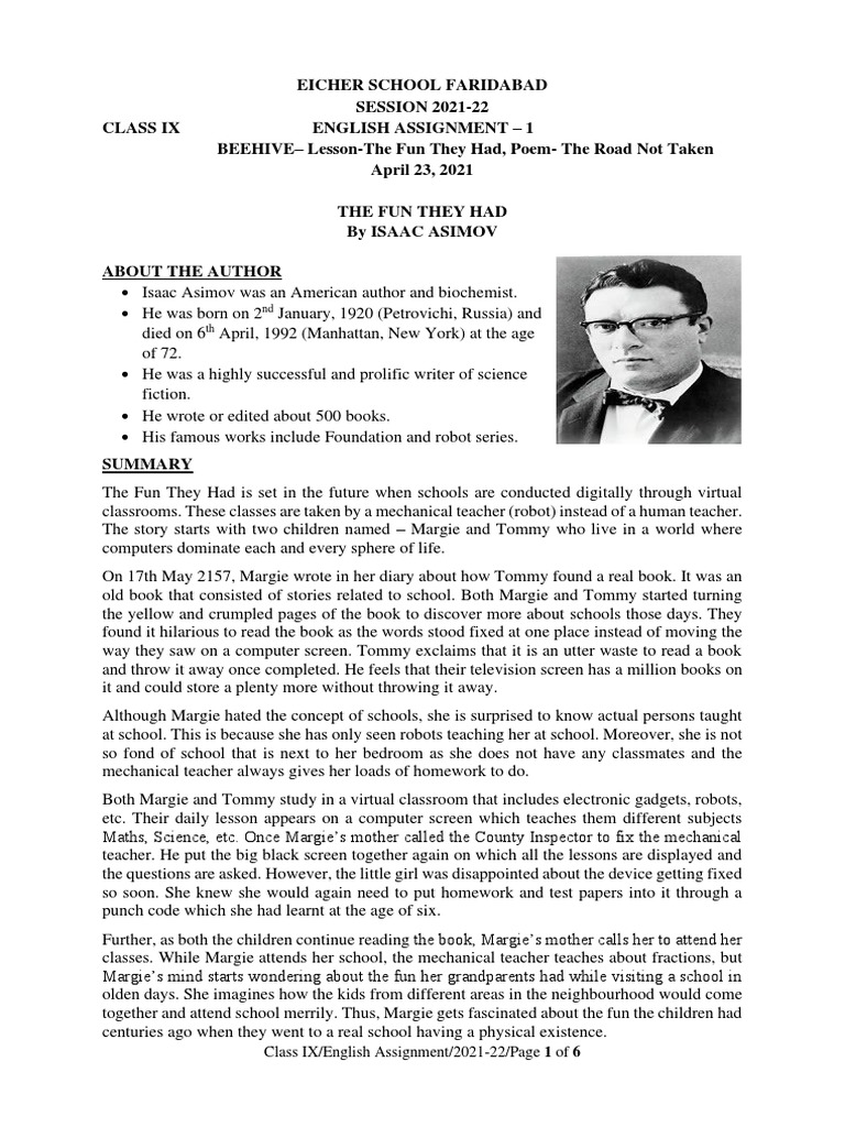 ND TH: Class IX/English Assignment/2021-22/Page 1 of 6 | PDF