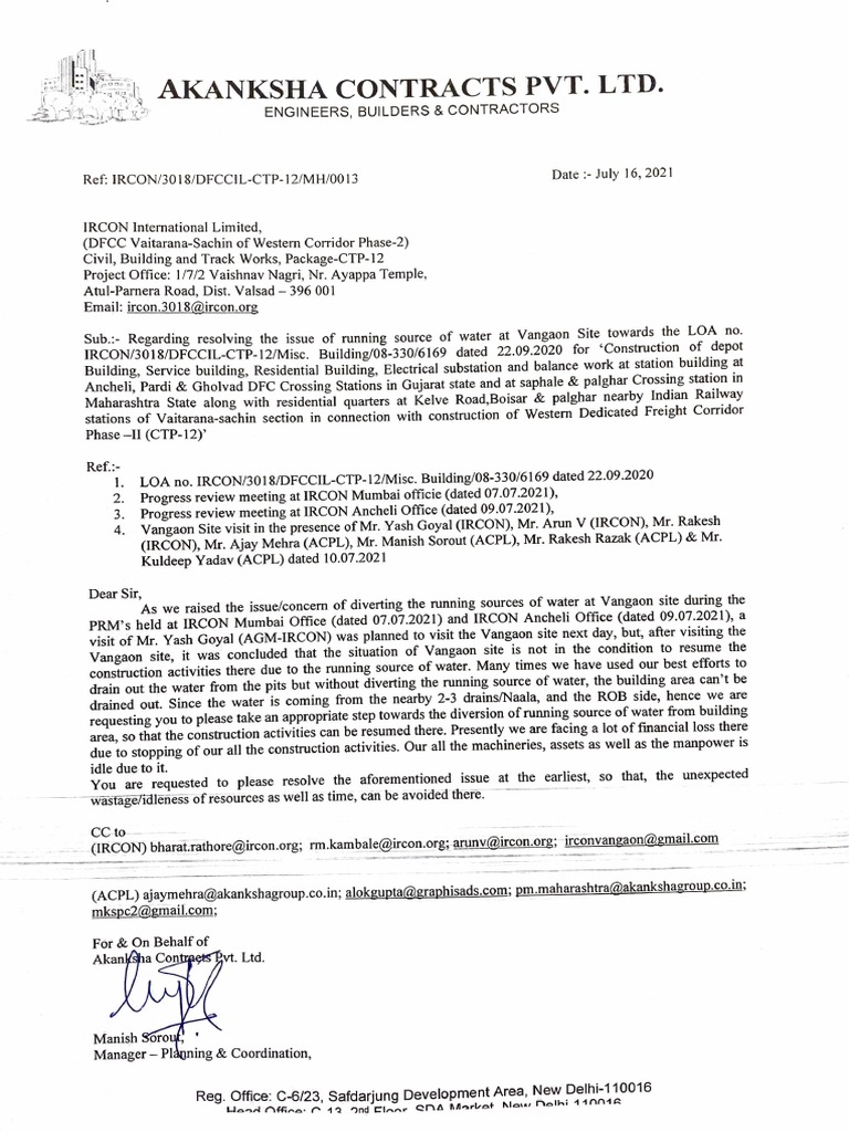 RD,: ) R - : .L/: Akanksha Contracts Pvt. LTD | PDF | Sustainable ...