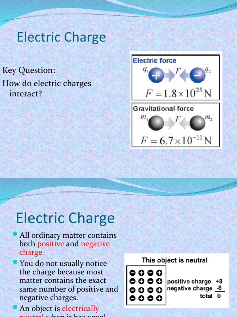 Electric Charge: Key Question: How Do Electric Charges Interact? | PDF ...