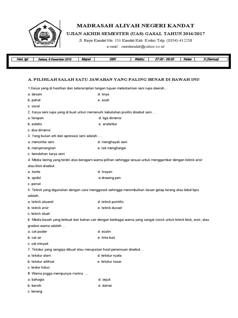 Soal Uas SBK X | PDF