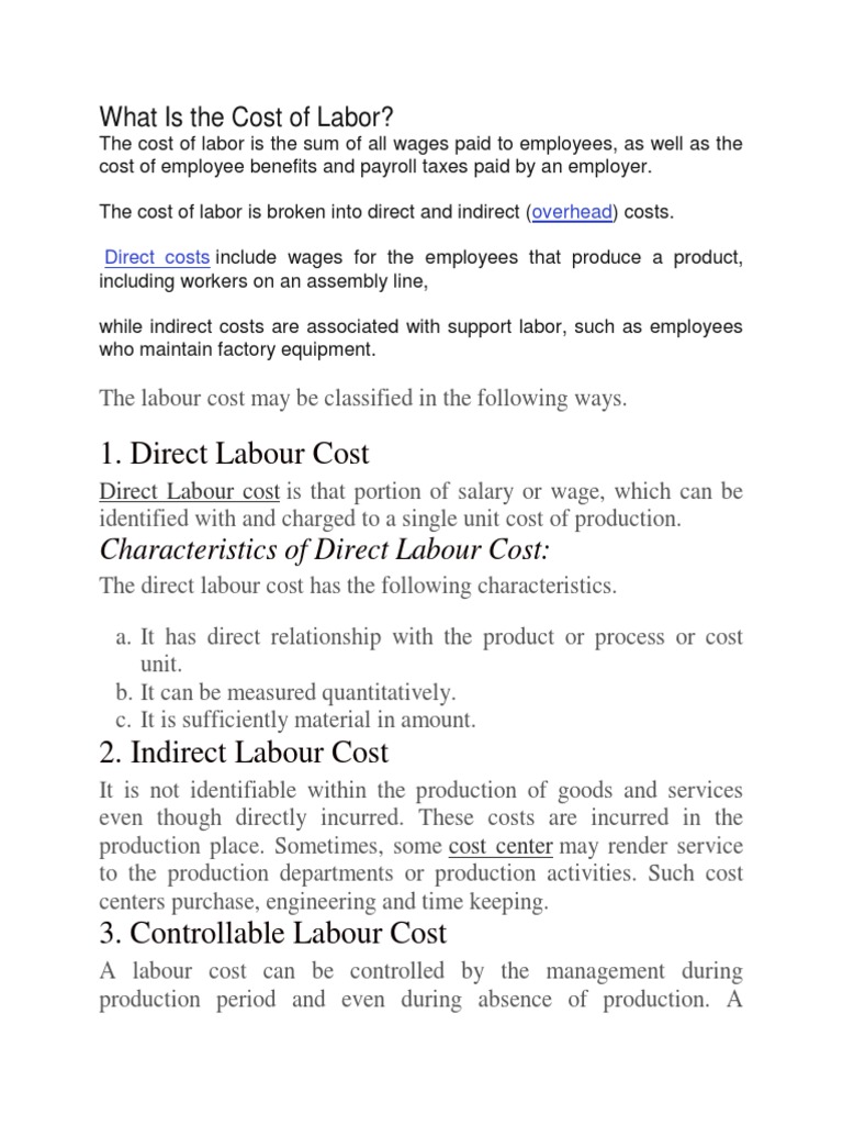 Understanding Labor Cost Breakdown | PDF | Labour Economics | Employment