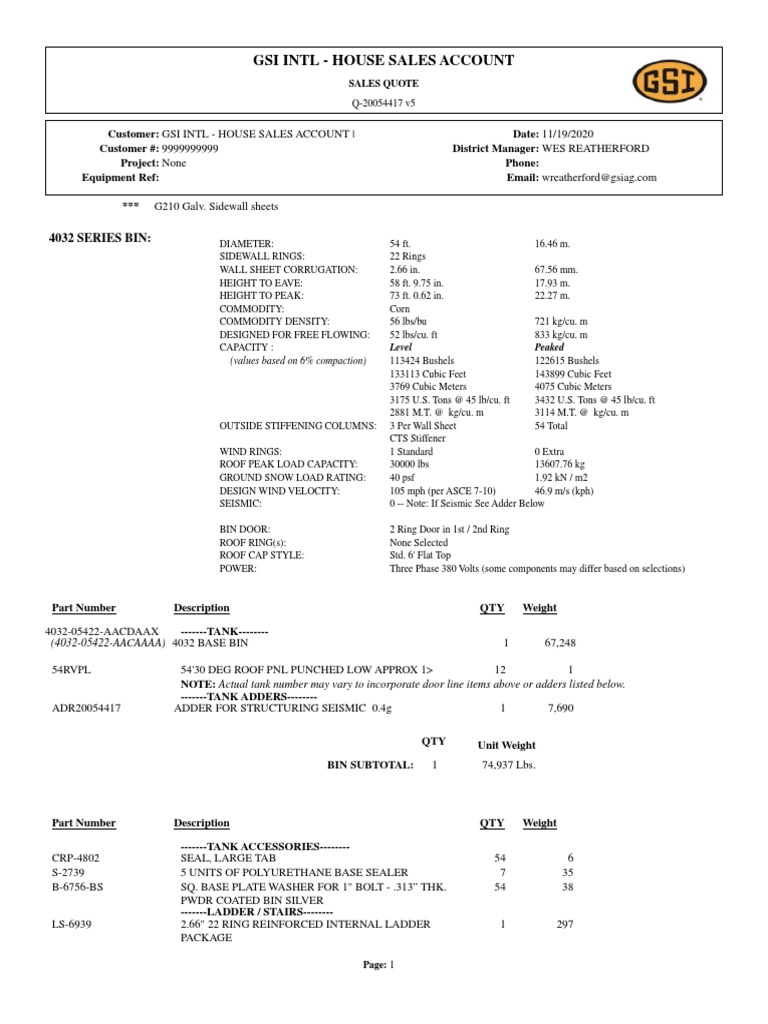 Gsi Intl - House Sales Account: 4032 Series Bin | PDF