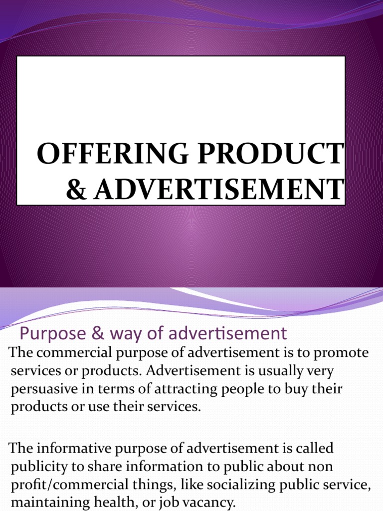 Offering Product and Advertisement | PDF