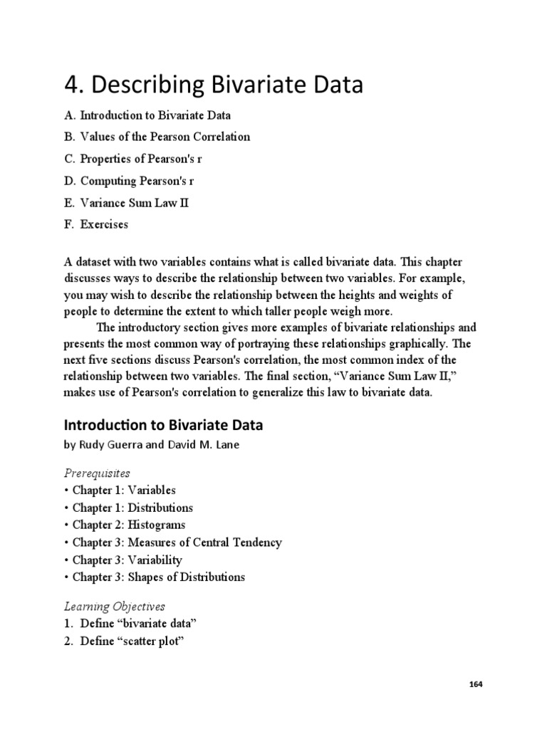 4 Describing Bivariate Data Pdf Correlation And Dependence Variance