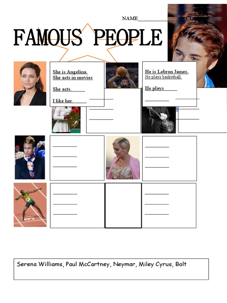 FAMOUS PEOPLE Writing Sheet Third P | PDF