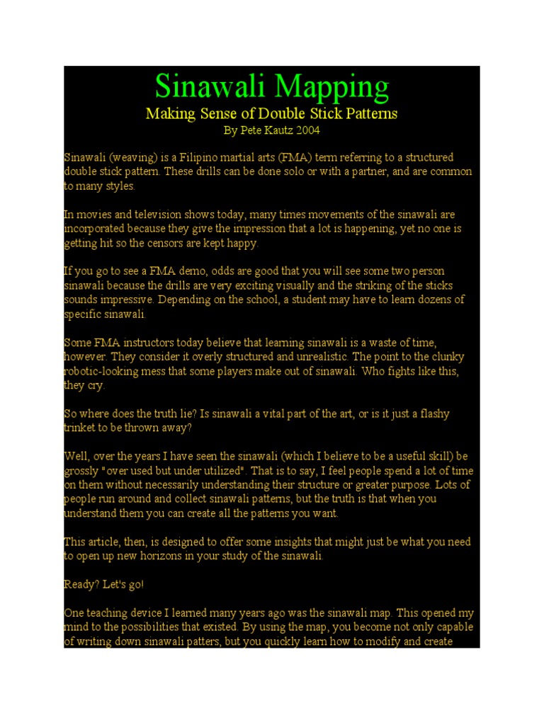 Sinawali Mapping: Making Sense of Double Stick Patterns | PDF | Combat ...
