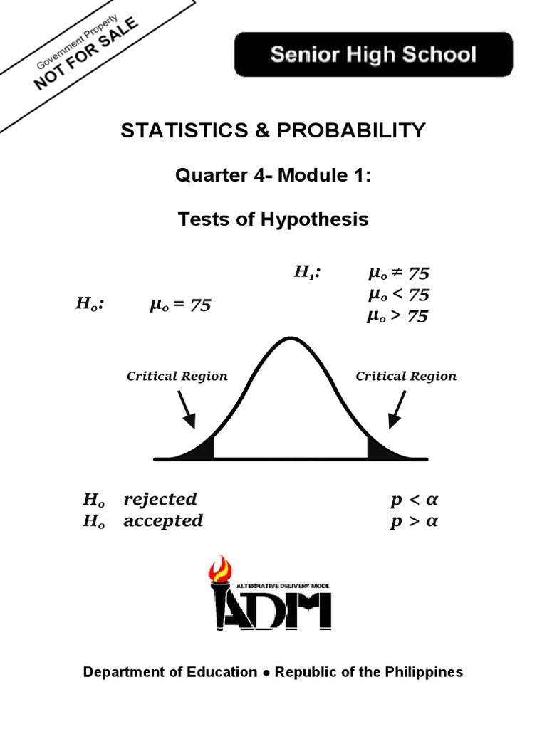 Statprob11 Q4 Mod1 Tests Of Hypothesis Version2 Pdf Type I And Type Ii Errors Statistical 4853