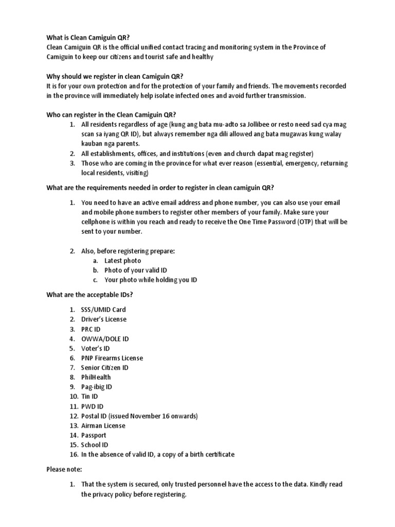Clean Camiguin QR Registration Guide | PDF | Computing | Privacy