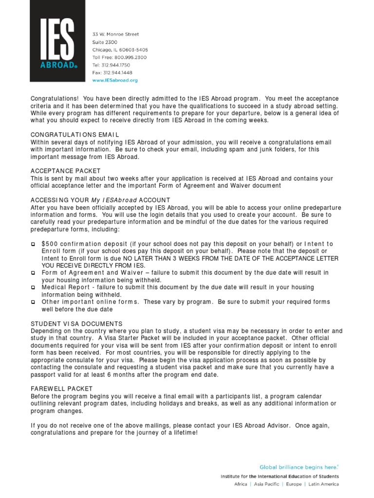 Sample Acceptance Letter | PDF | Travel Visa