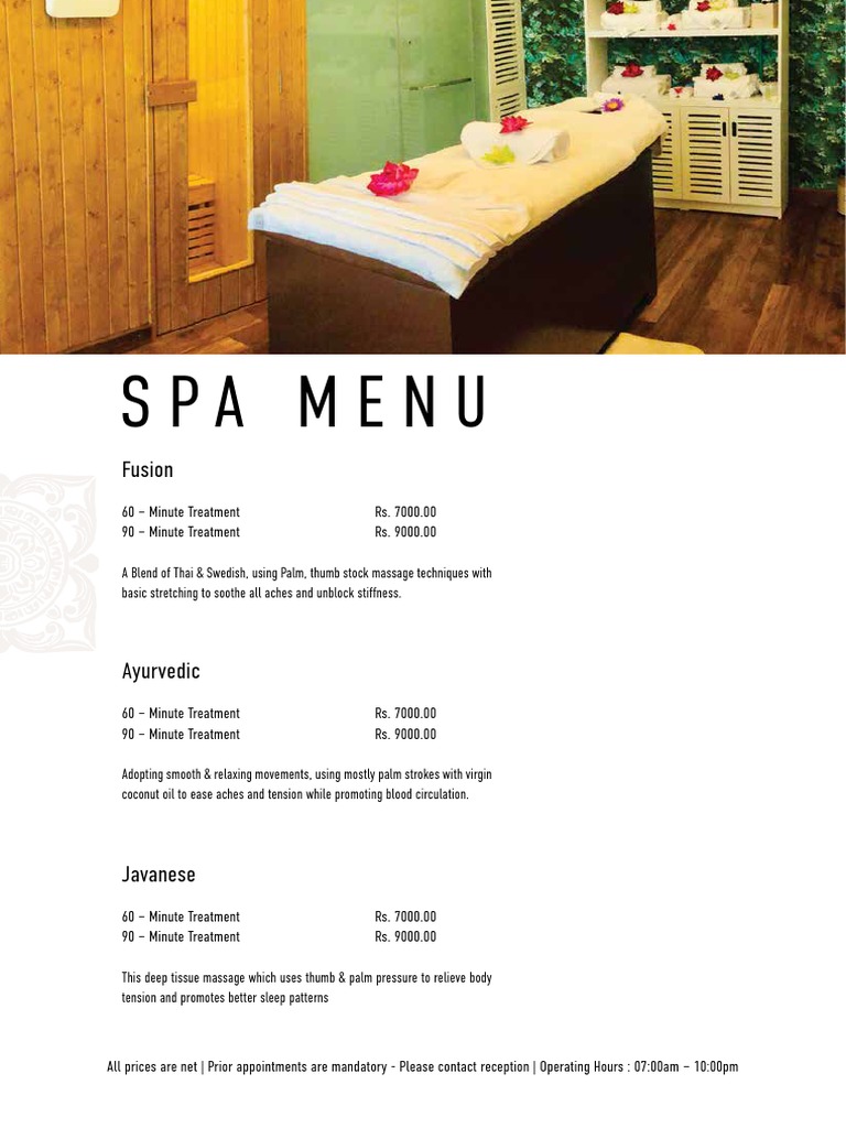 The Radh Spa Menu | PDF