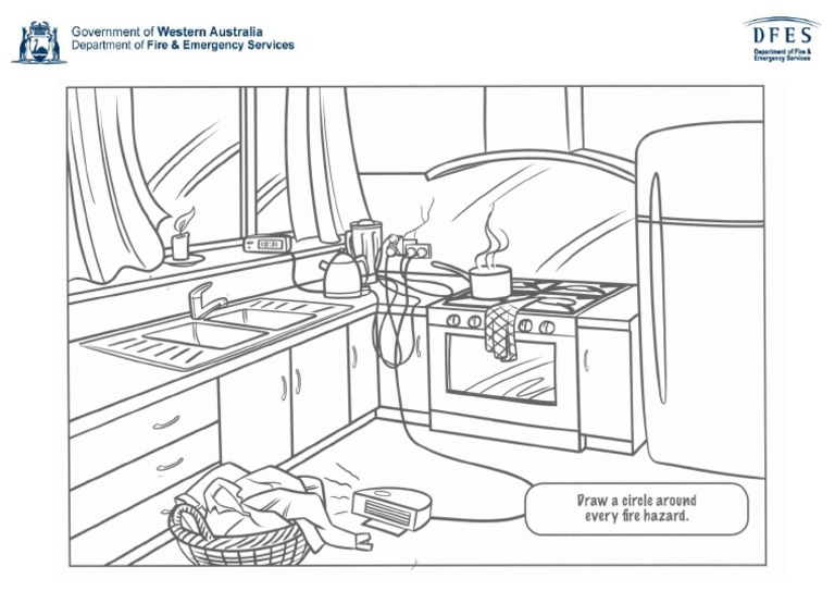 Fire Hazard Colouring in Activity Sheet | PDF