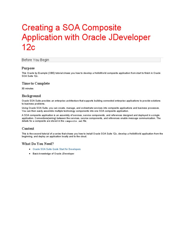 Creating A SOA Composite Application With Oracle JDeveloper 12c | PDF | Service Oriented ...