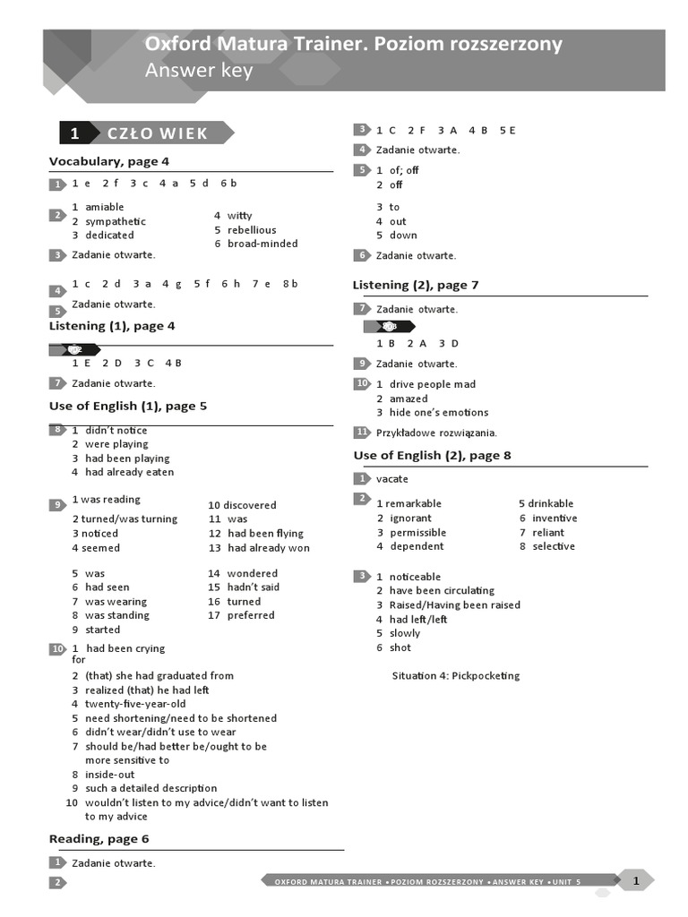 Oxford Matura Trainer Klucz Odpowiedzi | PDF | Banks | Credit