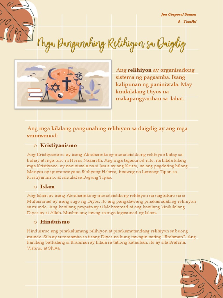 Mga Pangunahing Relihiyon Sa Daigdig. | PDF