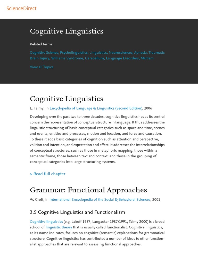 Cognitive Linguistics | PDF | Linguistics | Cognitive Science