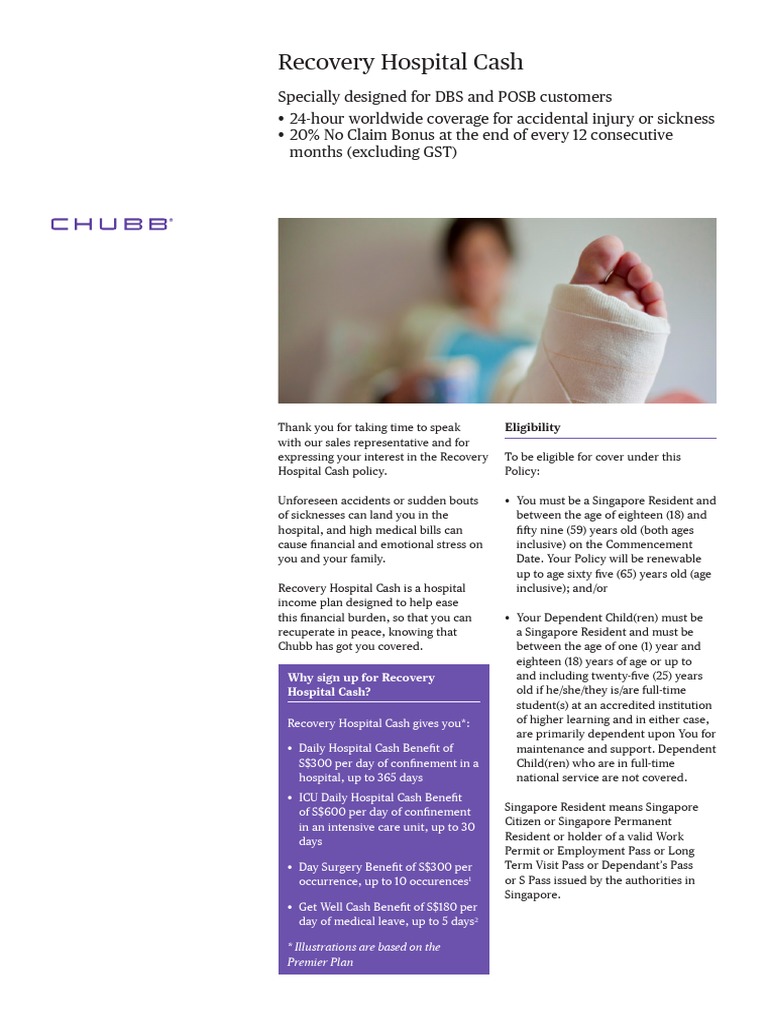 Recovery Hospital Cash Factsheet | PDF | Insurance | Underwriting