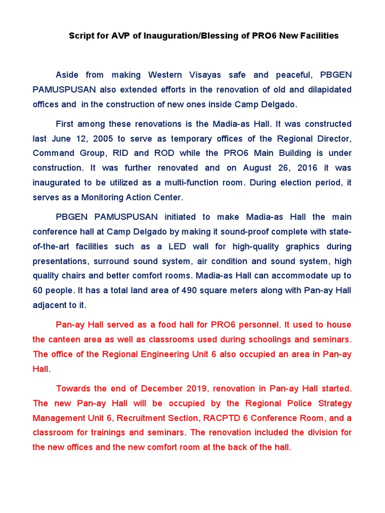 Script For AVP of Inauguration Tina | PDF | Business