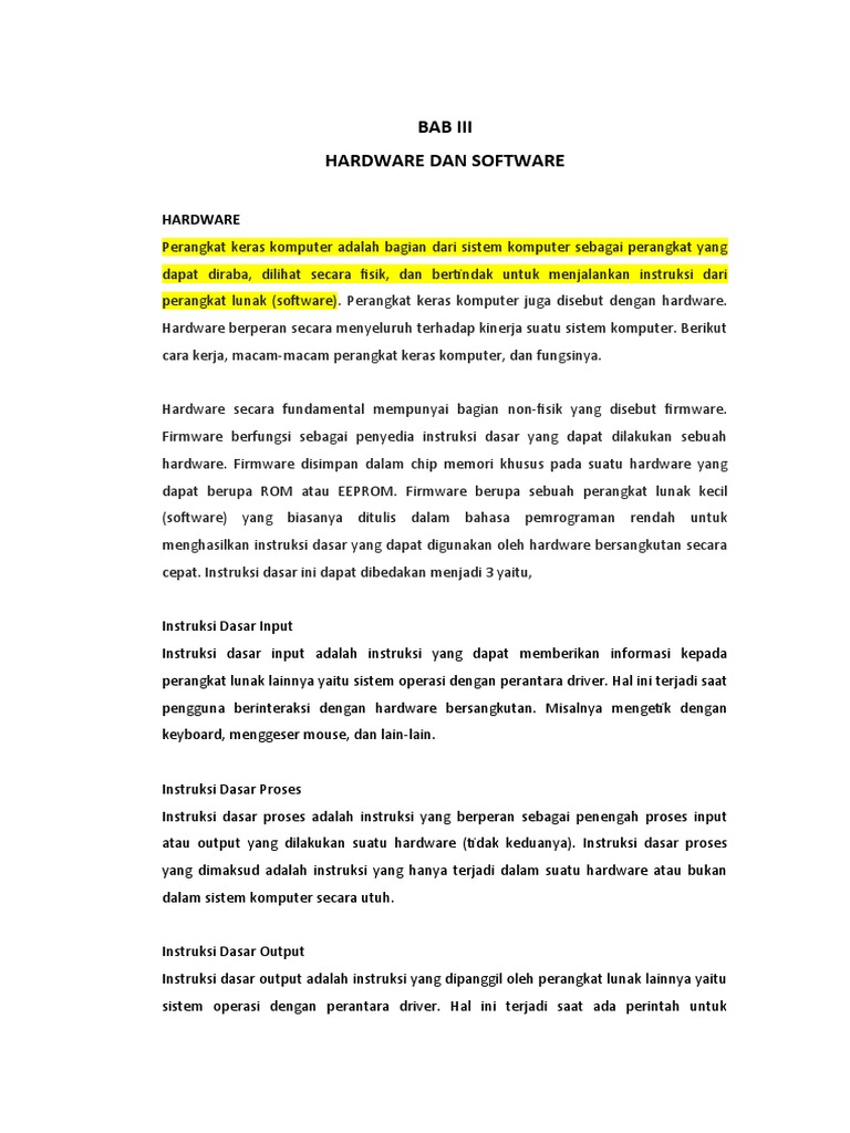 Pertemuan 03 Hardware Dan Software | PDF