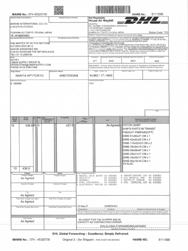 1st Shipment HAWB | PDF