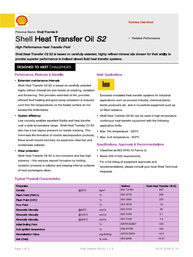Shell Heat Transfer Oil S2 TDS | PDF
