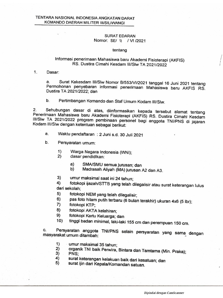 SE Pendaftaran AKFIS Dustira | PDF