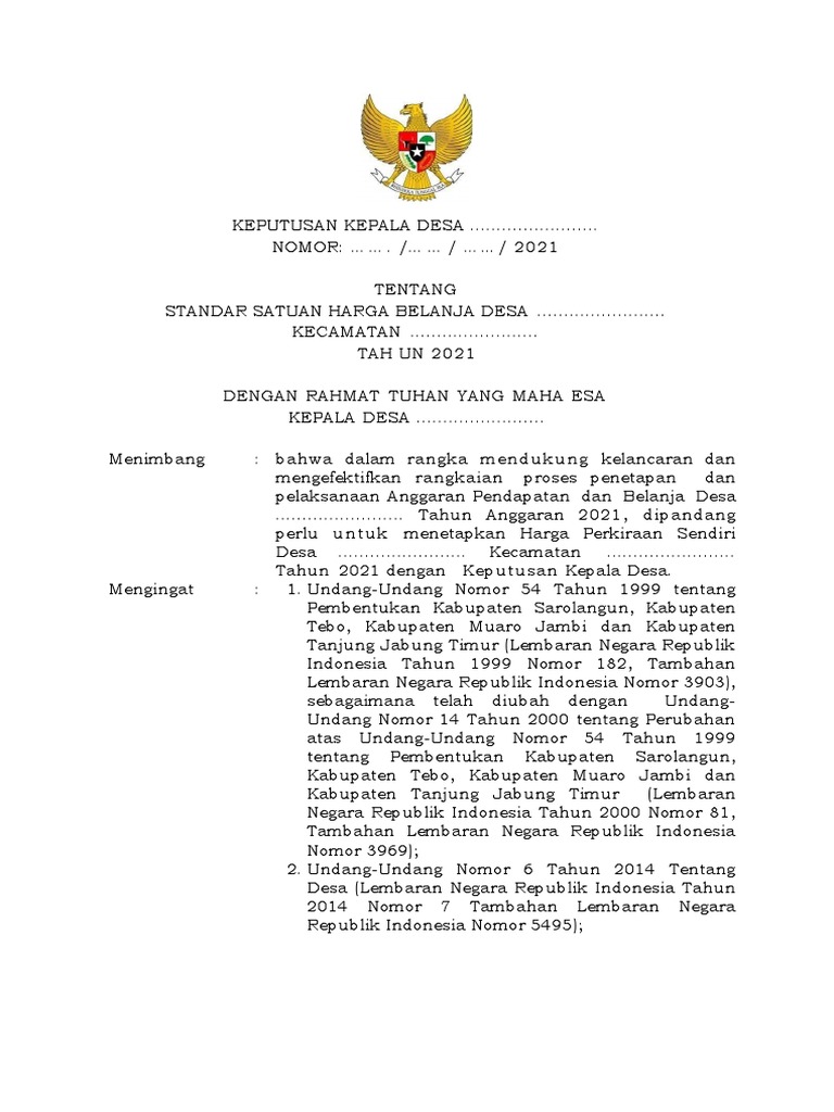 Keputusan Kepala Desa HPS 2021 | PDF