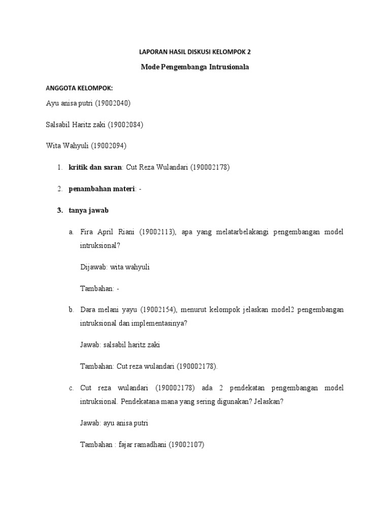 Laporan Hasil Diskusi Kelompok 2 | PDF