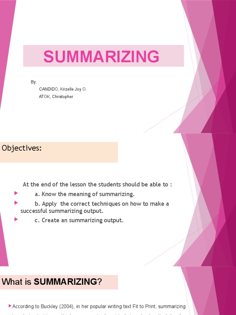 Summarizing: By: CANDIDO, Krizelle Joy O. ATOK, Christopher | PDF | Cognition | Cognitive Science