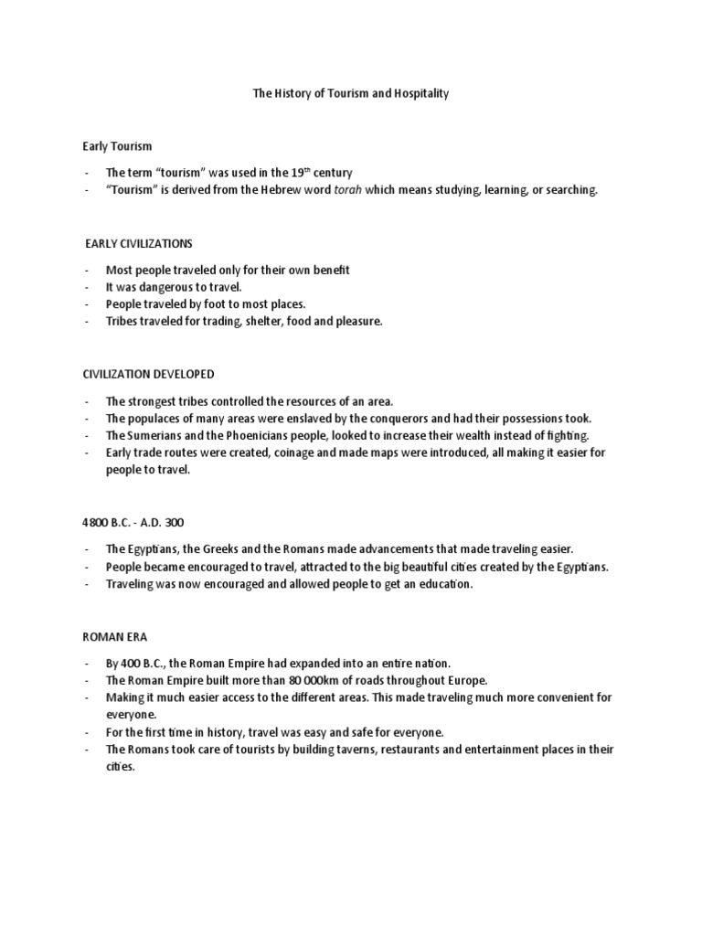 The History of Tourism and Hospitality | PDF | Tourism | Roman Empire