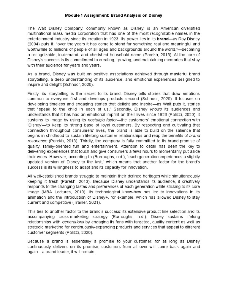 Individual Assignment 1. Brand Analysis On Disney. | Download Free PDF ...