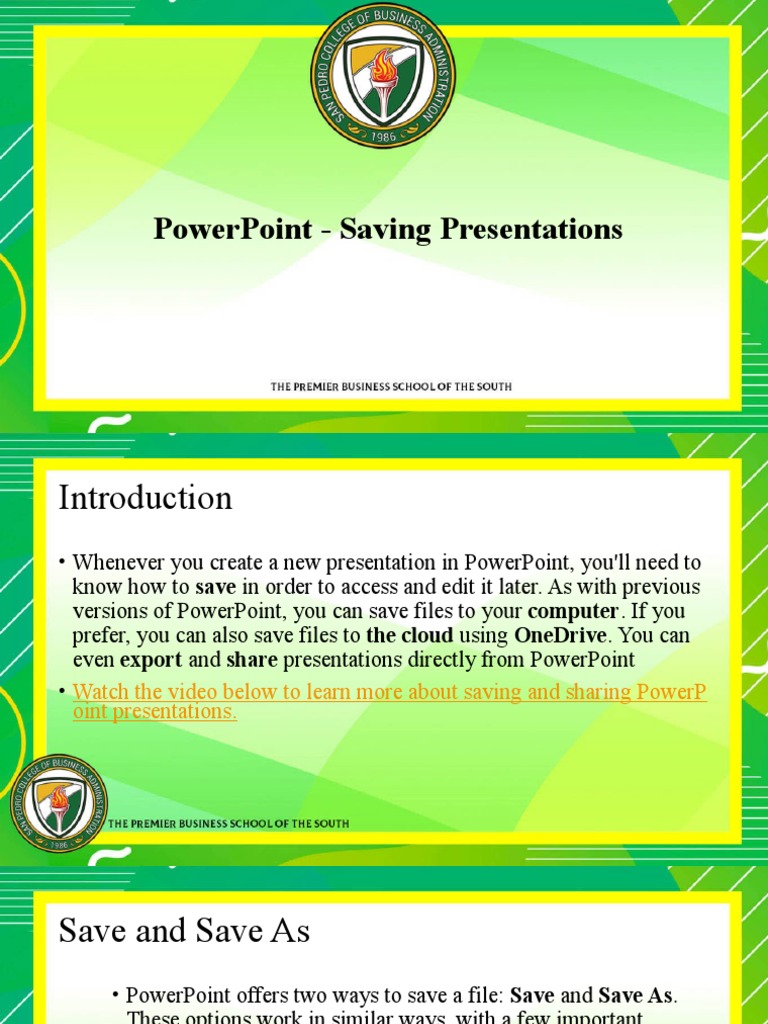 PowerPoint - Saving Presentations | PDF | Microsoft Power Point | Computer File