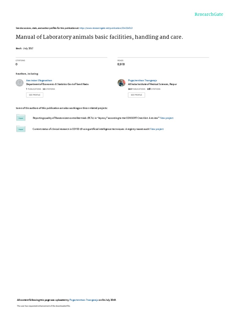 Manual of Laboratory Animals Basic Facilities, Handling and Care | PDF ...