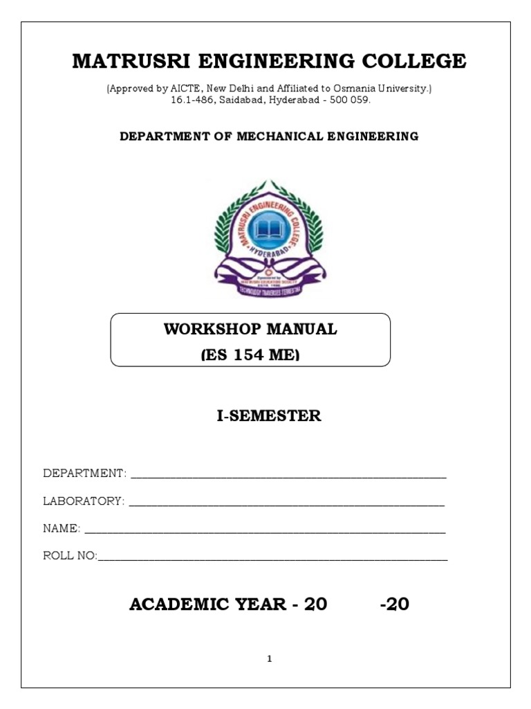 Workshop Manual 2018-19 | PDF | Hammer | Wood