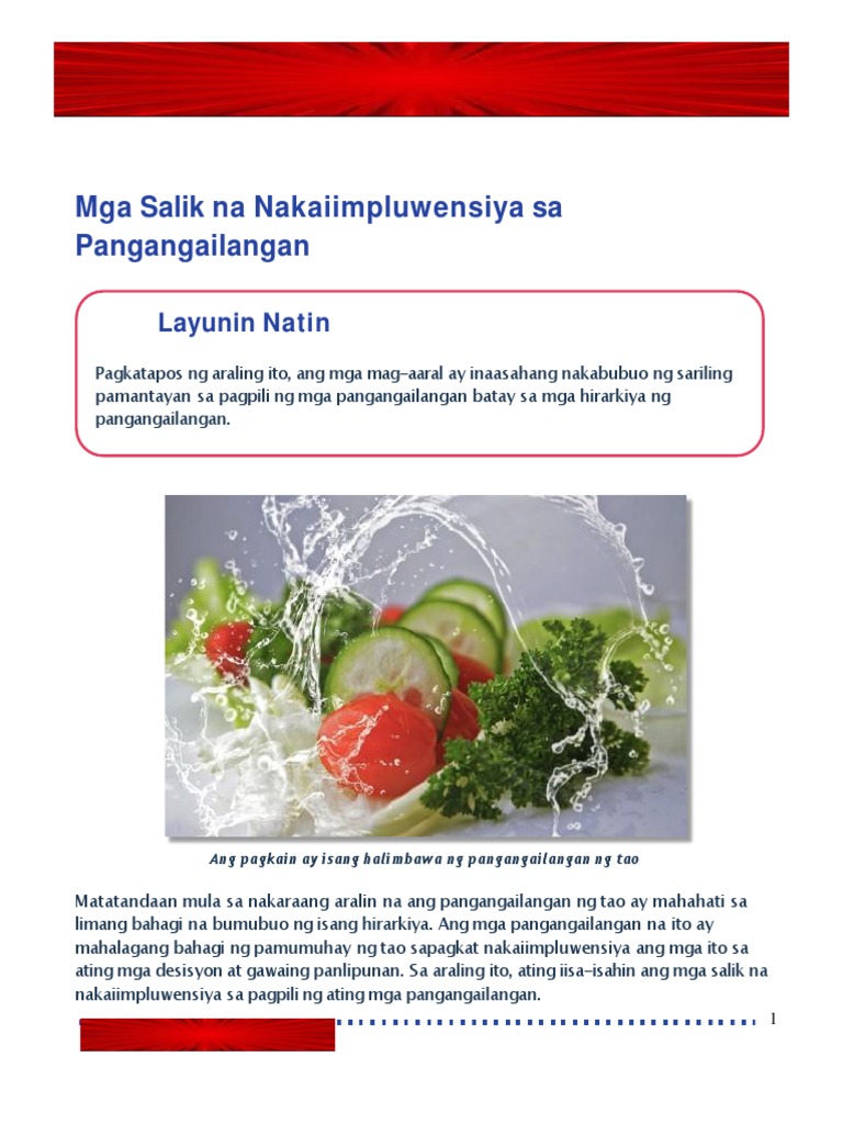 Mga Salik Na Nakakaimpluwensiya Sa Pangangailangan | PDF